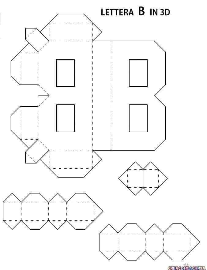 Molde letra B 3D para imprimir gratis: Letras do alfabeto - Ver e Fazer