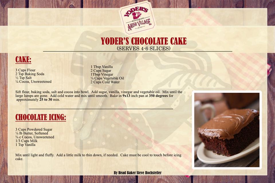 New York State of Mind: YODER'S CHOCOLATE CAKE RECIPE