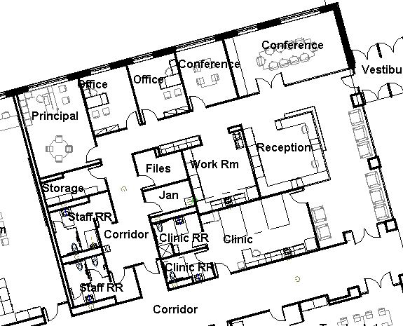 Protsman Elementary School - Design Concepts: Clinic and Office Area