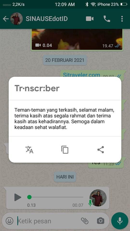 Cara Mengubah Voice Note ke Teks di WA - SINAUSE.ID