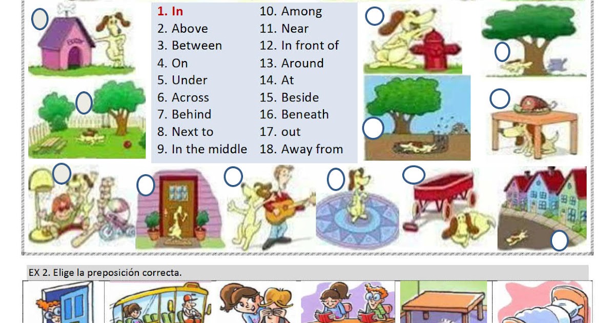 GRAMÁTICA INGLÉS 2 HOJA 9 Prepositions of place