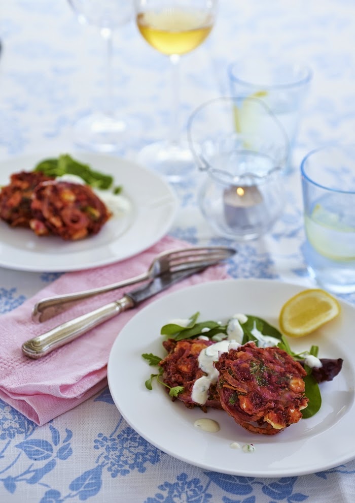 Beetroot, Rocket (Arugula) and Feta Fritters | Tinned Tomatoes