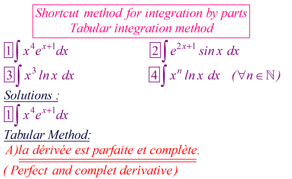 intégration par partie rapide et efficace: Tabular integration method ...