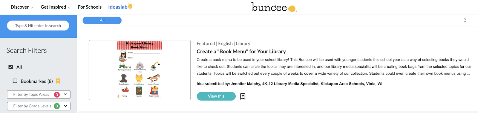 The Library Voice: Buncee Library Book Menus Are Here!