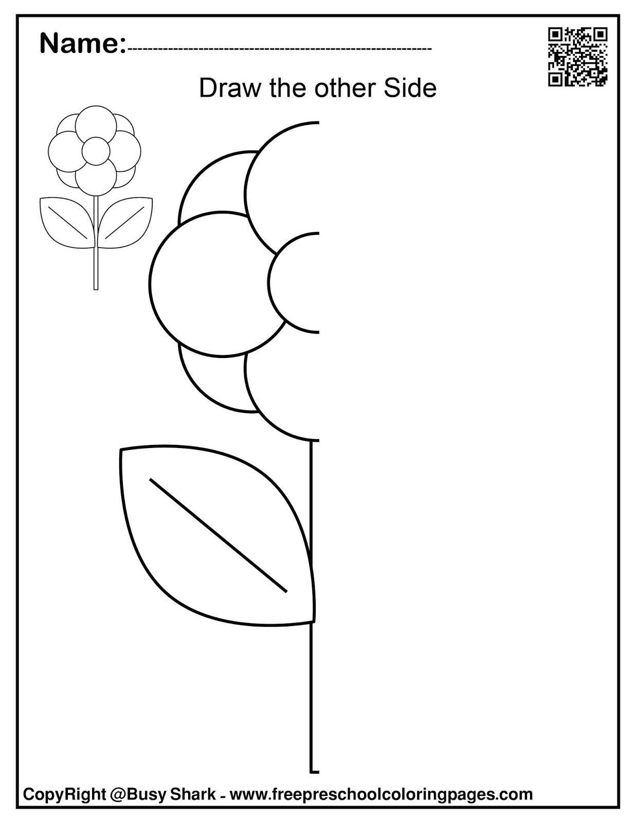 Set of spring symmetry (draw the other half) free preschool coloring pages