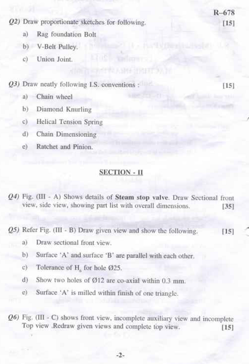 SU 42663 Machine Drawing Dec 2014 Question Paper - University Question ...