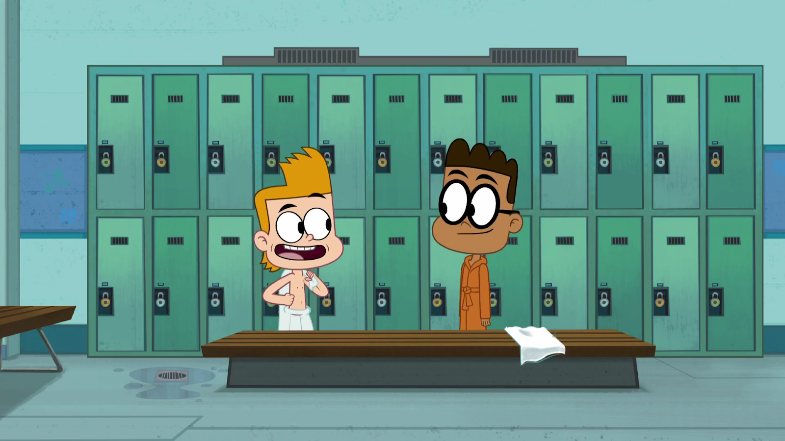 Shirtless Drawn Cartoon Boys: Luc Maxwell in a Towel