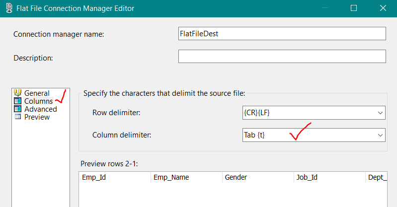 SSIS Package to Create a Tab Delimited Flat File with current Date Time ...