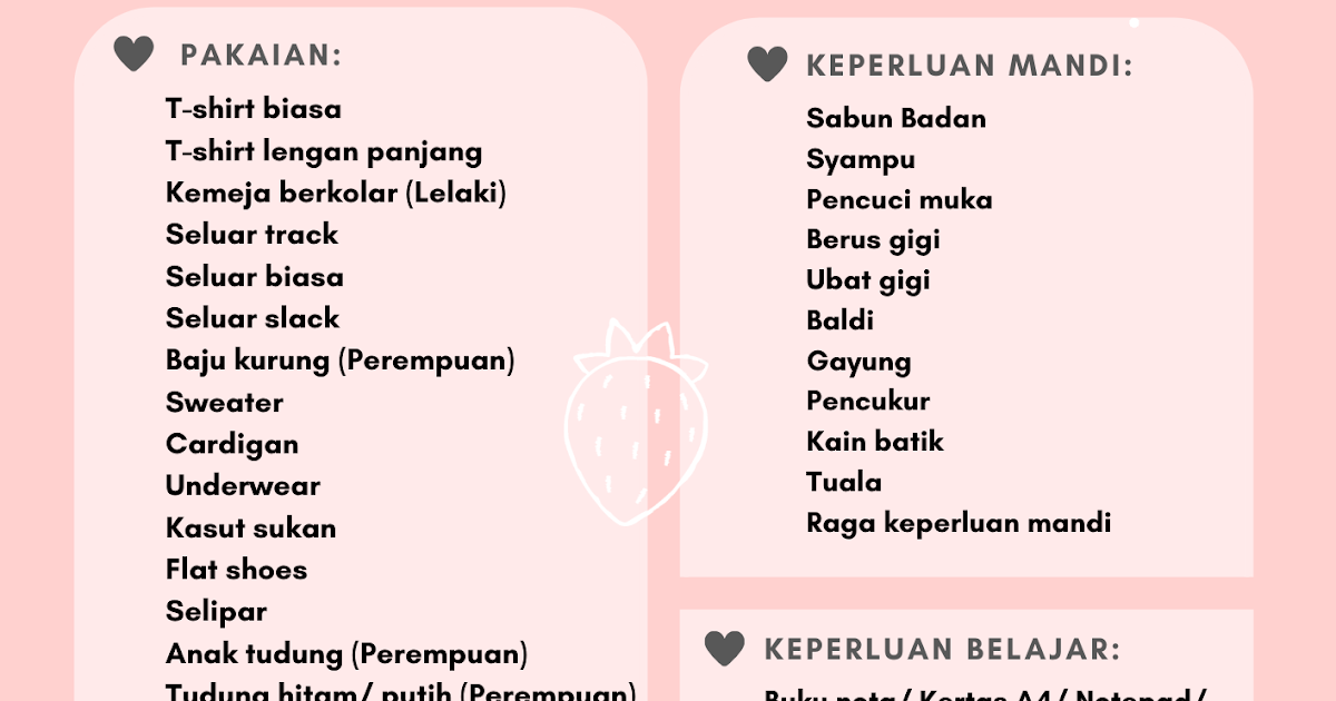 Blog 3 || Checklist Barang Masuk Asrama / Kolej.
