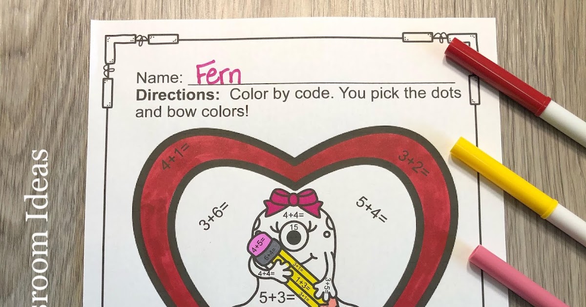 Grab This St. Valentine's Day Color By Number Love Monsters Addition ...