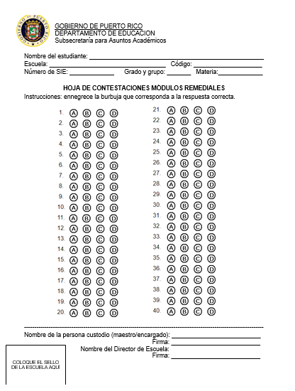 Documentos Normativos Departamento de Educación de Puerto Rico: HOJAS ...