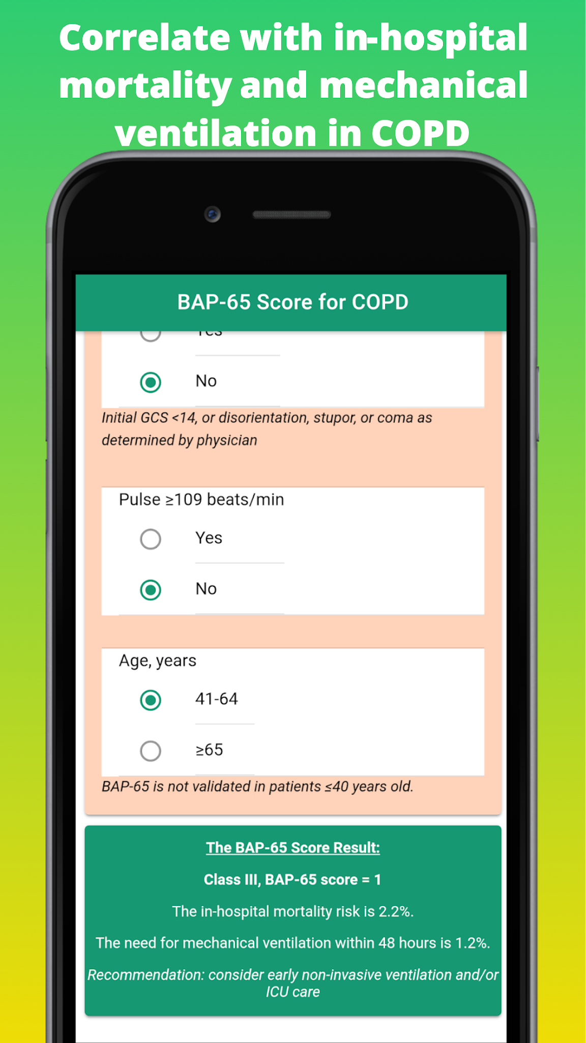 Respiratory COPD Exacerbation - BAP-65 Score ~ iMedical Apps