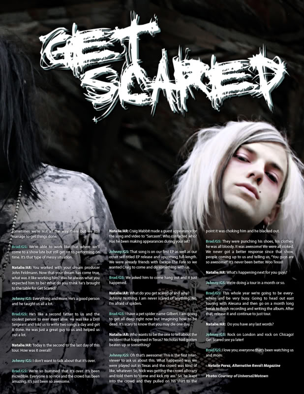 NPerez Portfolio: ALTERNATIVE REVOLT JUNE 2011 ISSUE - GET SCARED INTERVIEW