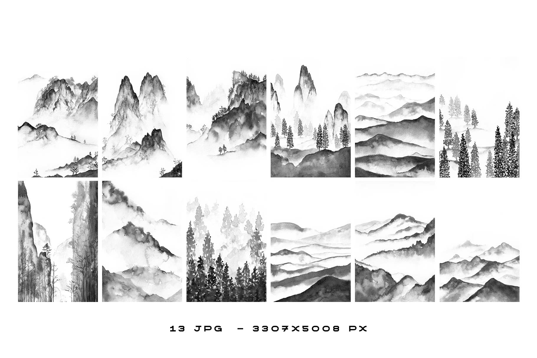 Free DEMO Black Ink Landscape Paint