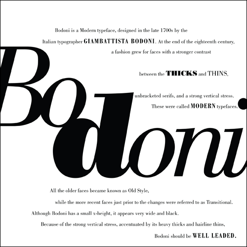 SDES2198 Advanced Typography and Publishing Design: Bodoni