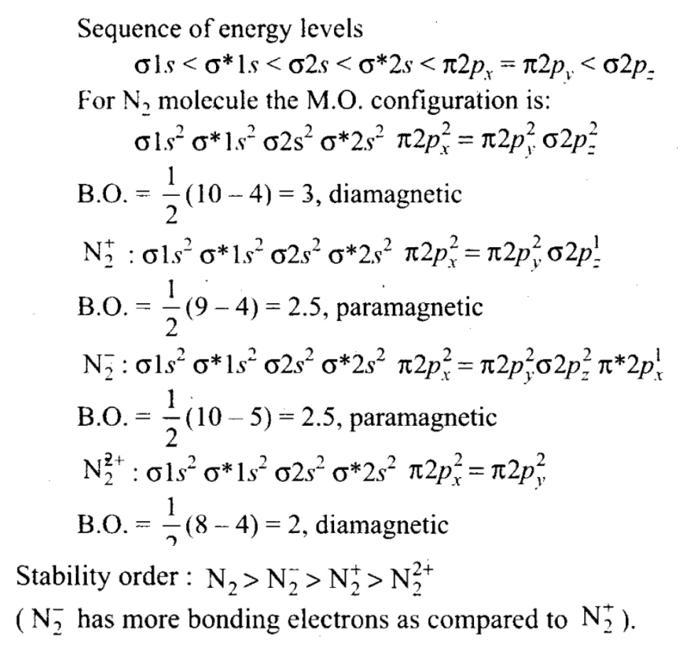 The energy of σ 2p molecular orbital is greater than 2p and 2p ...