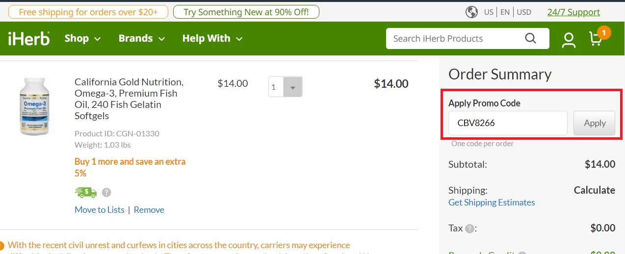 iHerb Rewards Code CBV8266