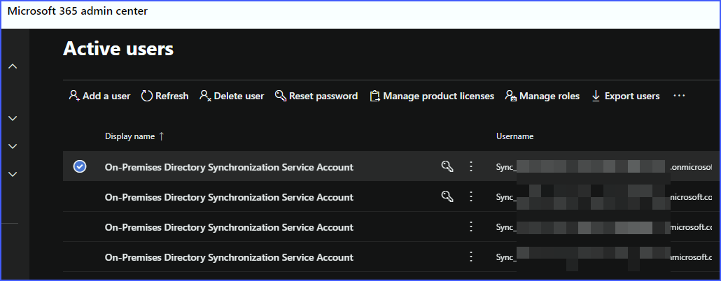 Unused Azure AD Connect accounts "On-Premises Directory Synchronization ...