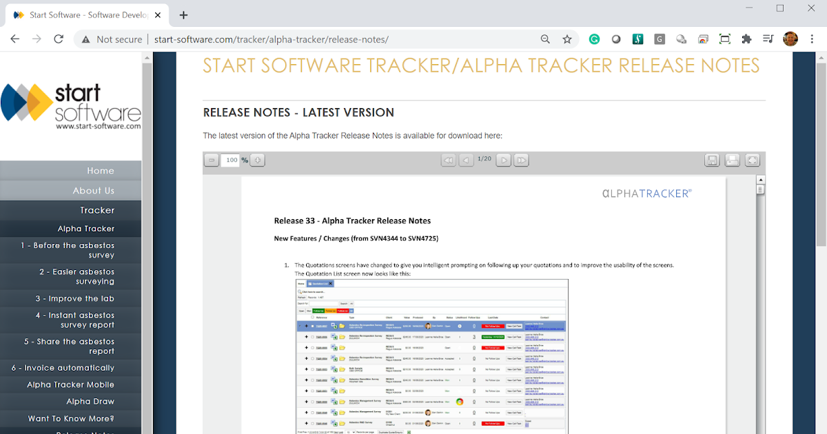 Alpha Tracker Release 33 - release notes now available