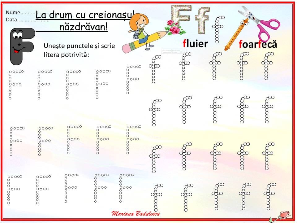 EDUCATIA CONTEAZA : LITERE PUNCTATE - ÎNVĂȚĂMÂNT PREȘCOLAR