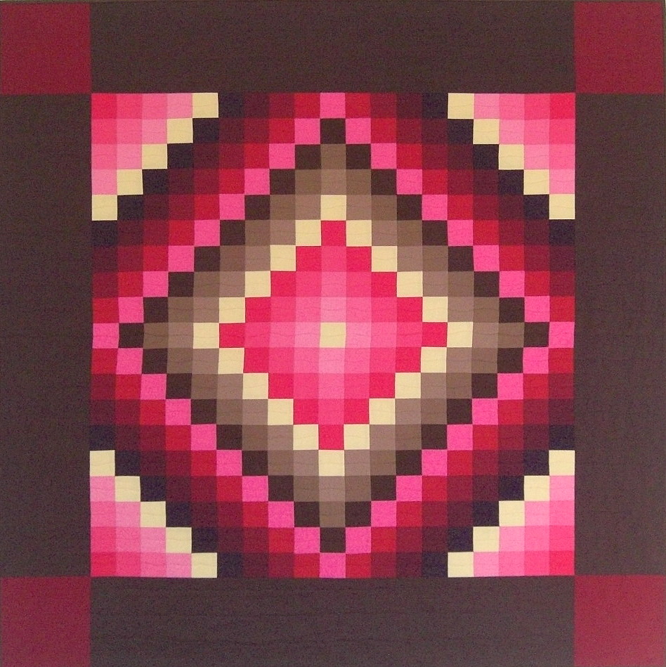 Karen Griska Quilts: PA Amish Sunshine & Shadow Quilt, Pink