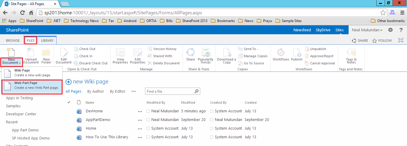 Neal Mukundan: SharePoint 2013 - Creating a WebPart Page Neal Mukundan: SharePoint 2013 - Creating a WebPart Page