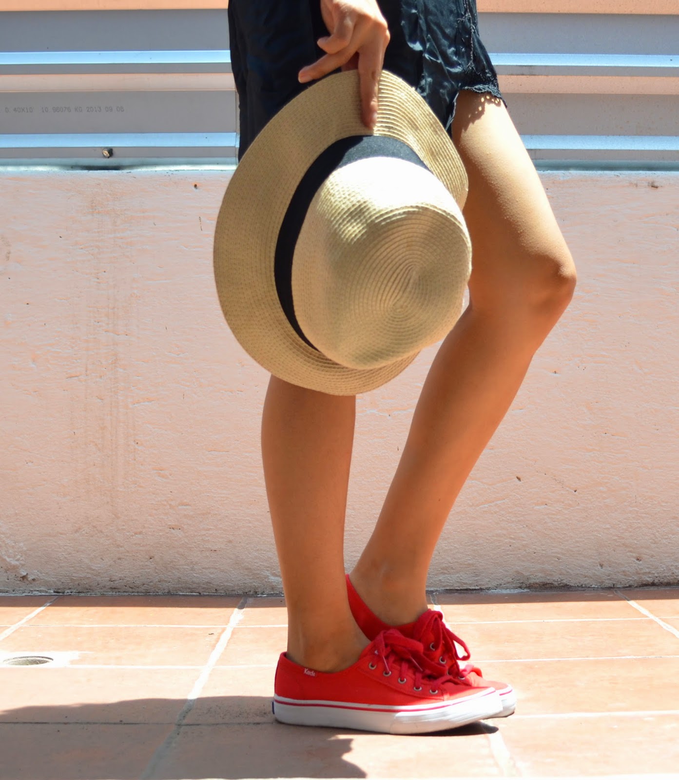 petitgraphie: Black shirt dress & red Keds