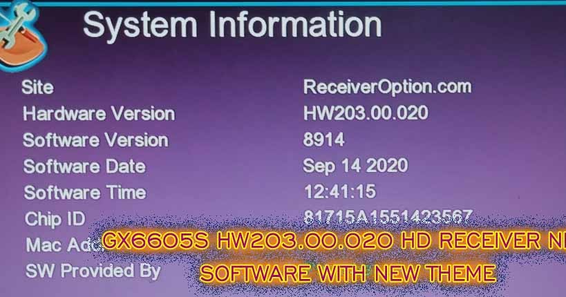 GX6605S HW203.00.020 HD RECEIVER NEW SOFTWARE WITH NEW THEME - 1Biss ...