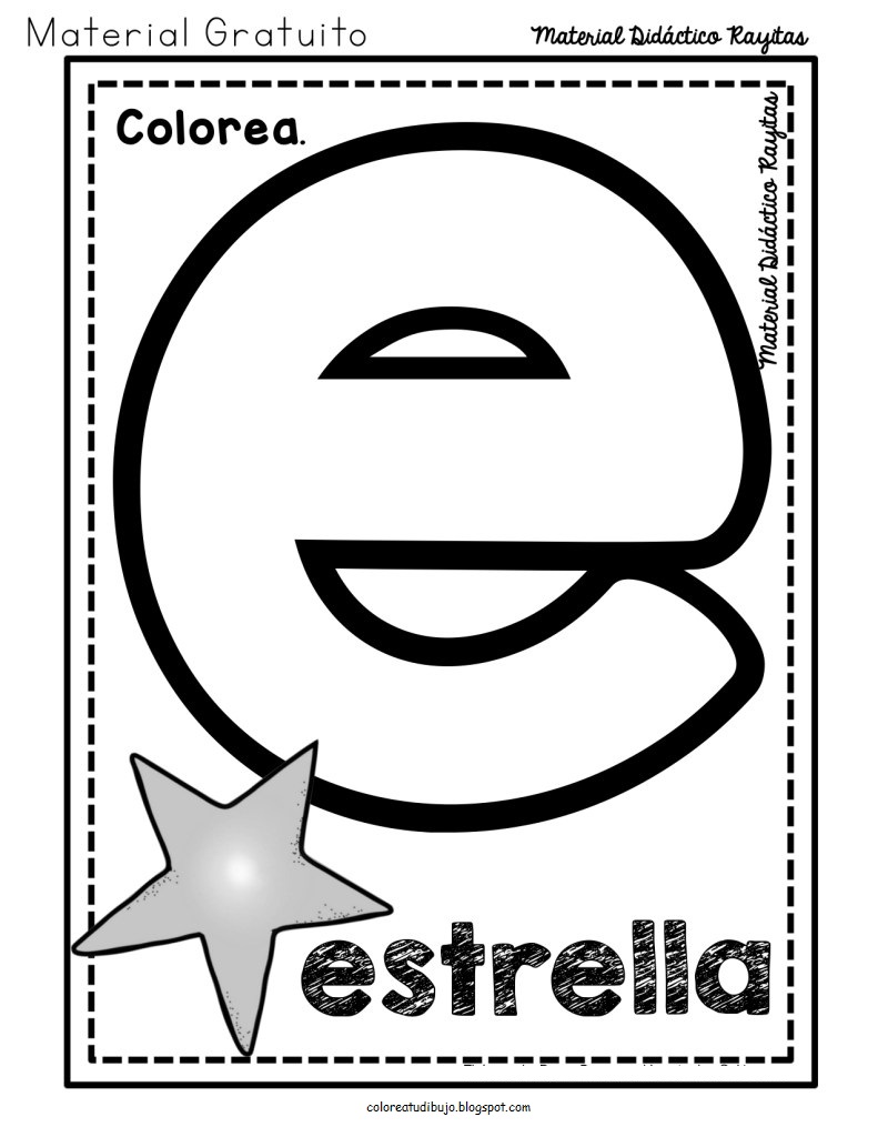 VOCAL E DE ESTRELLA para colorear y pintar⭐ - COLOREA TUS DIBUJOS
