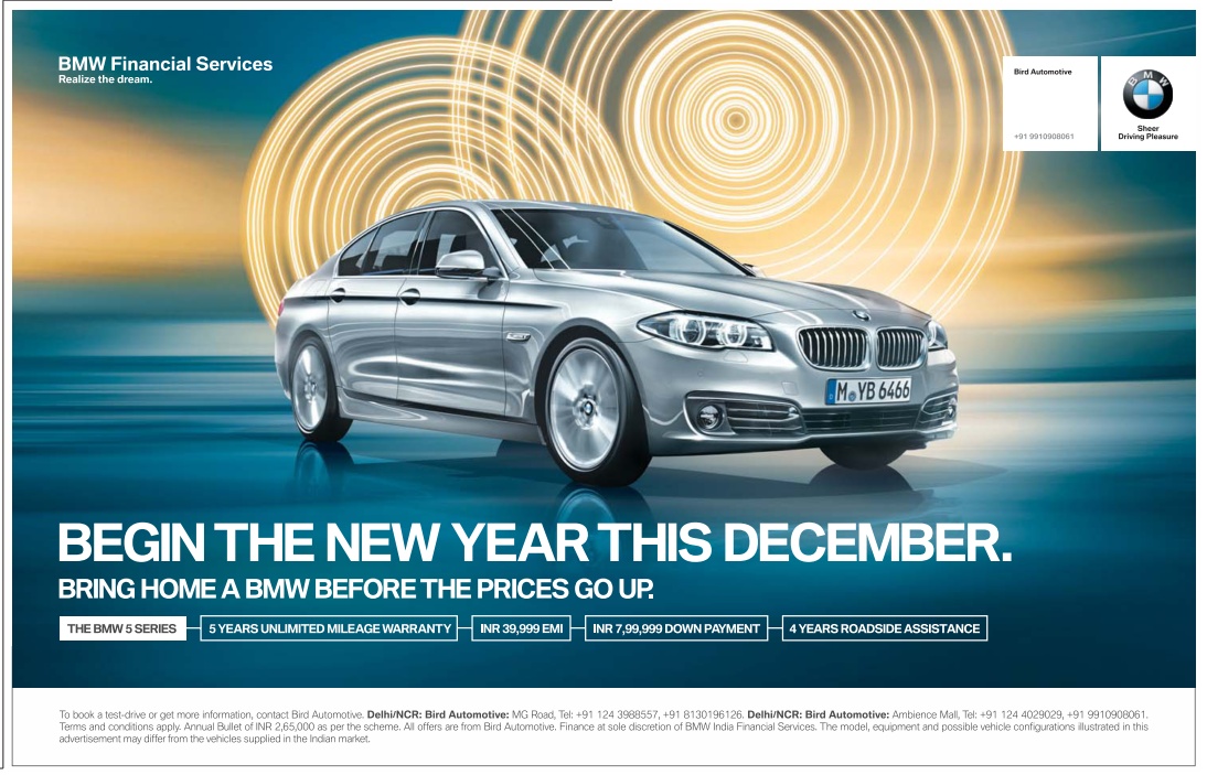 Great offer on BMW 5 series | Festive offers discounts on BMW at Delhi