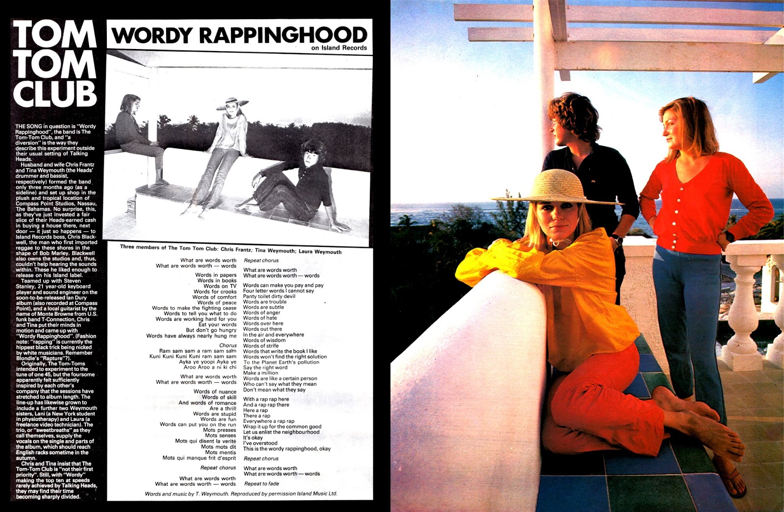 Lansure's Music Paraphernalia: TOM TOM CLUB | Press Kits | Memorabilia