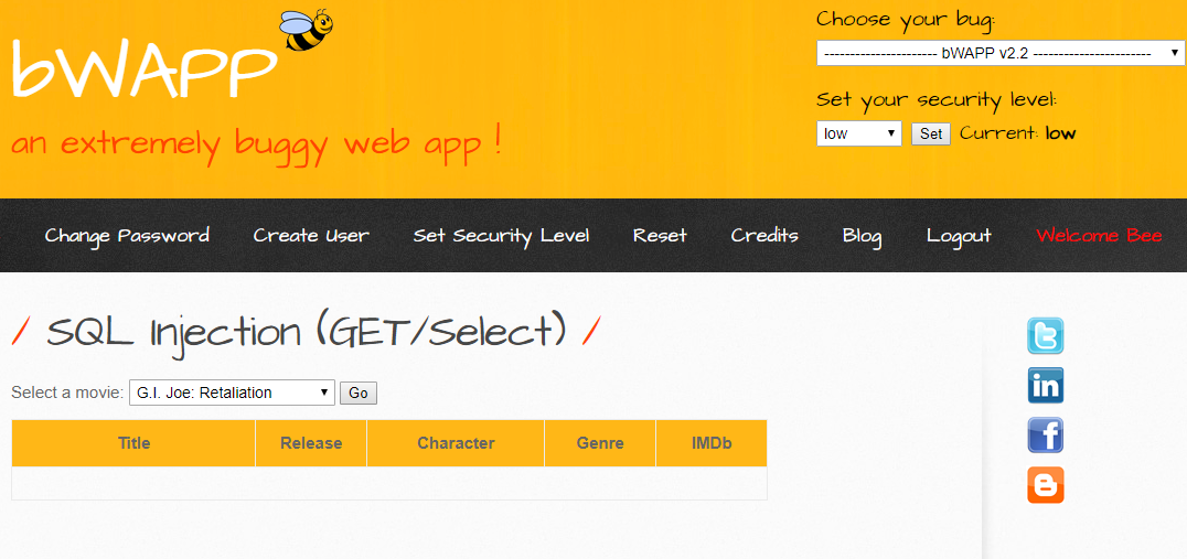 bWAPP SQL Injection [ GET/Select ]