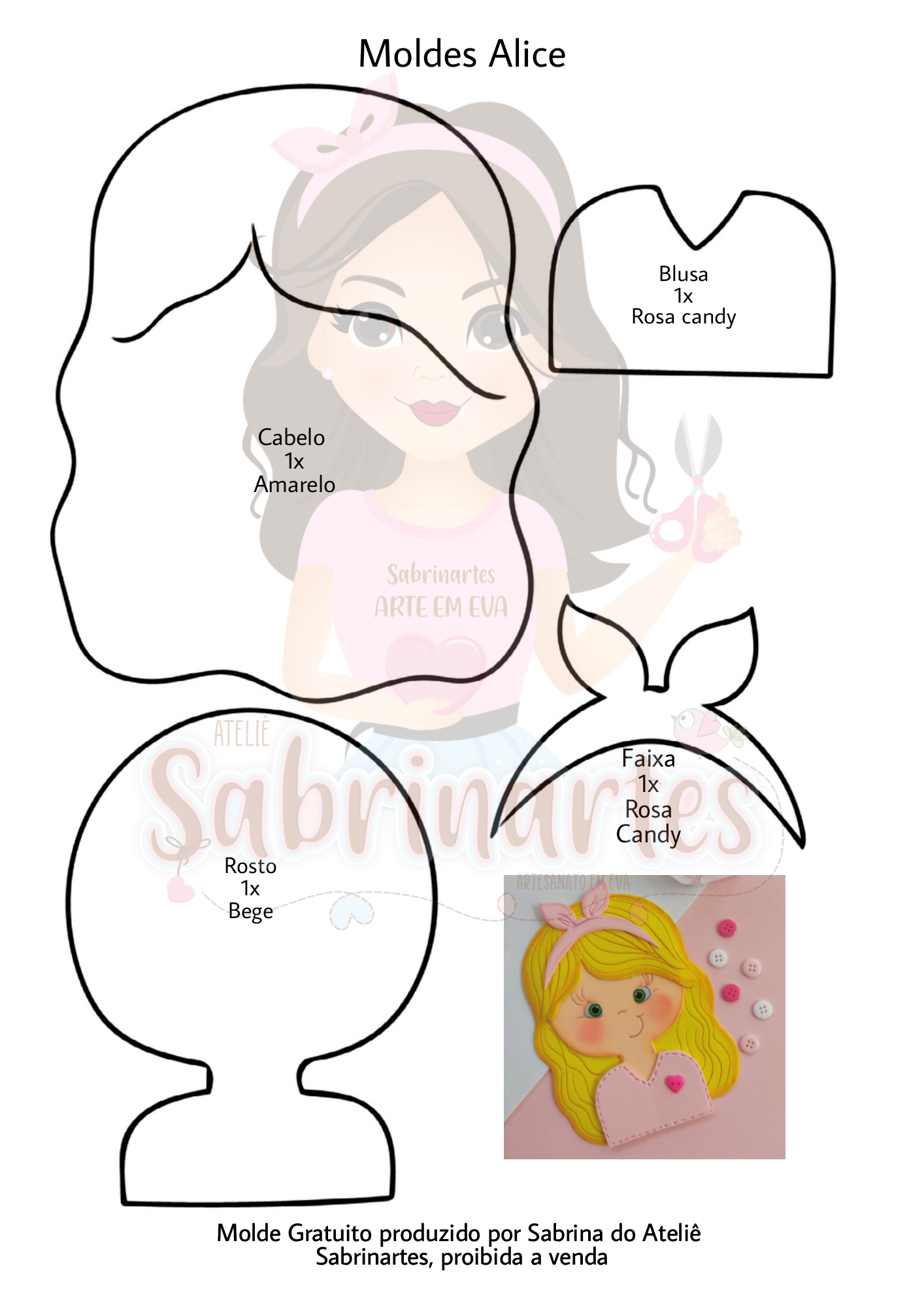 Eu Amo Artesanato: Boneca de EVA Alice com molde