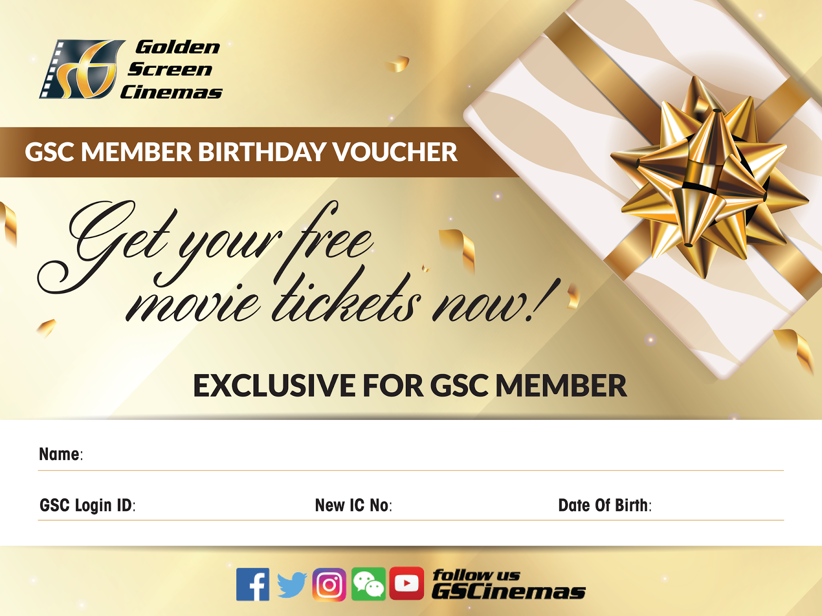 GSC Cinemas FREE 2 Movie Tickets During Your Birthday Month (Print ...
