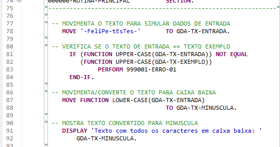 Experiência Cobol Convertendo String Upper Ou Lower Case