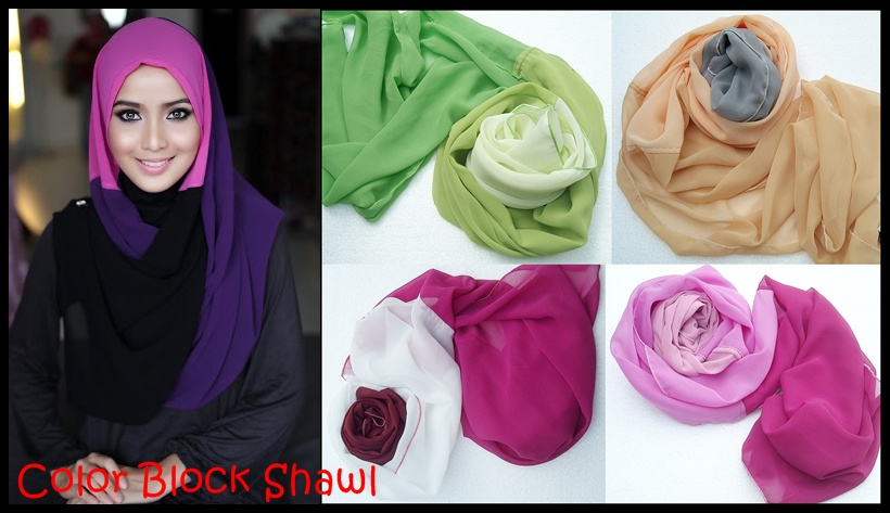 KAMILA MUSLIMAH CLOTHING: COLOR BLOCK SHAWL BY KAMILA