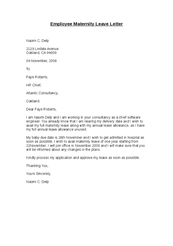 Leave Letter Sample - Formal Letter