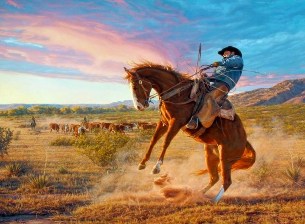 Imágenes Arte Pinturas: Pinturas de Vaqueros, Paisajes Realistas al Óleo