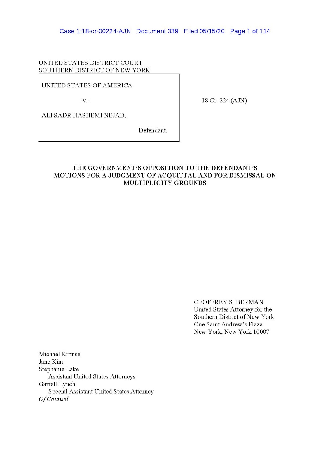 Kenneth Rijock's Financial Crime Blog: GOVERNMENT RESPONDS TO ALI SADR ...