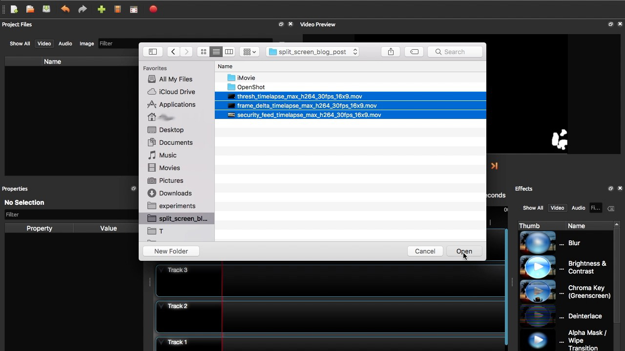 Make a split screen movie with iMovie and OpenShot (Mac)