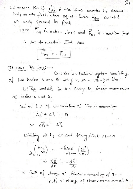Law of Motion Handwritten Notes for Class 11