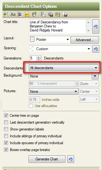 Family Tree Maker User: Direct Descendant Chart