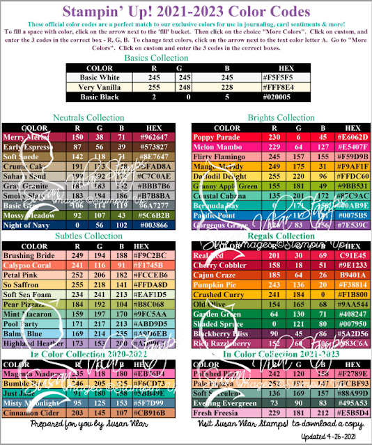 Susan Vilar Stamps!: New RGB and HEX Codes for 2021-2023 In Colors