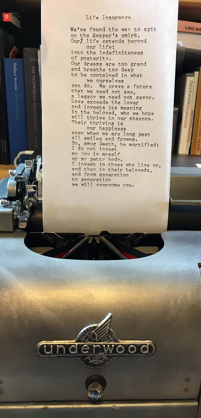 Poem of the day: life insurance/ /THE TYPEWRITER REVOLUTION