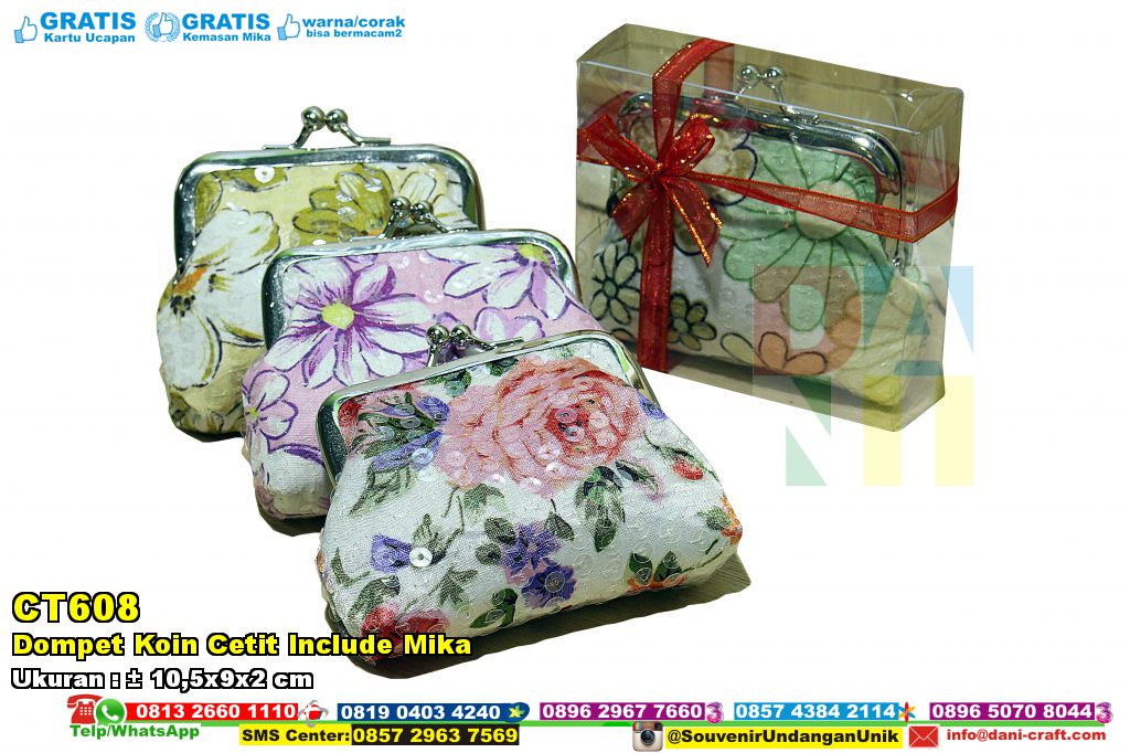 Dompet Koin Cetit Include Mika | Souvenir Pernikahan