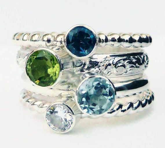 Gemstones stackable rings