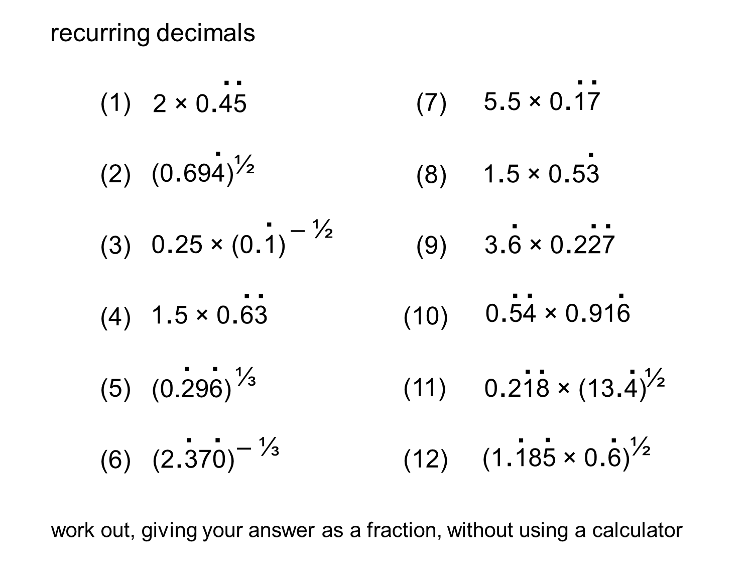 MEDIAN Don Steward mathematics teaching: recurring decimals