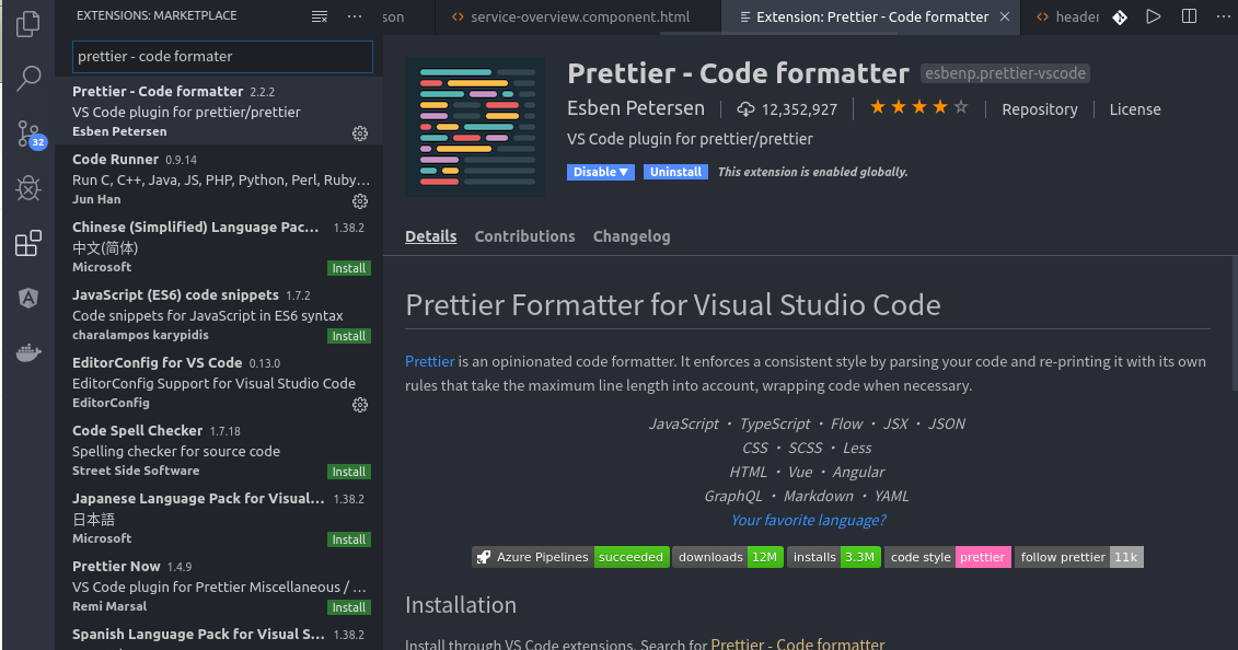 在 vscode 裡面採用 Prettier 做程式碼格式統一的設定。