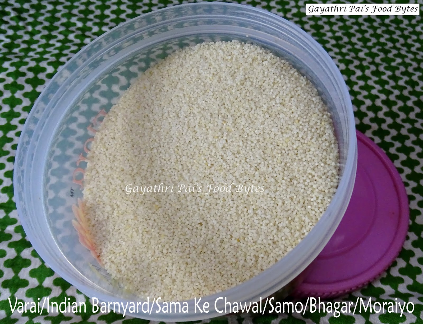 Gayathri Pai's Food Bytes: Varai Oondi/ Indian Barnyard Millet Steamed ...