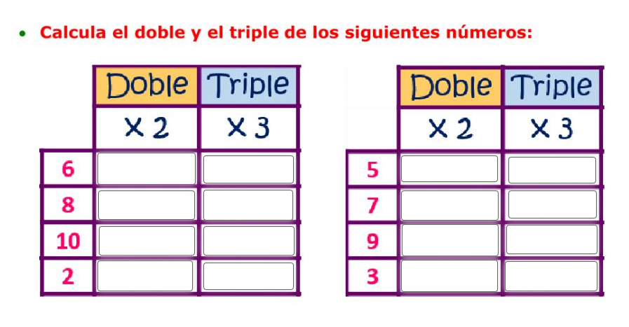 MI CLASE: 2º PRIMARIA: DOBLE Y TRIPLE